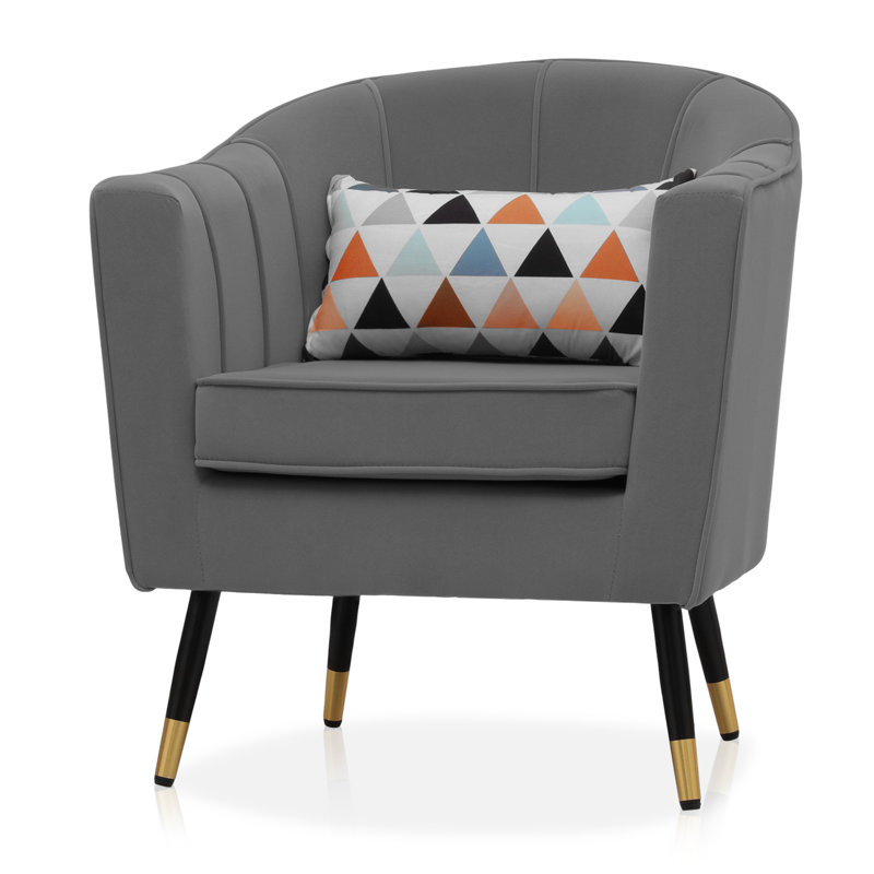 Meribeth Upholstered Accent Chair Suede Armchair Comfy Club Chair Single Sofa for Living Room Reading Room Mercer41 Body Fabric Gray Suede